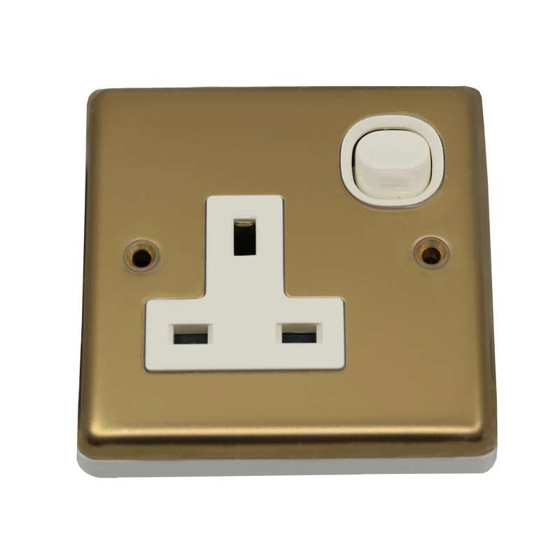 Buy 3 PIN SHUTTERED GOLD FLUSH SWITCHED SOCKET OUTLET 13A 250V a.c ...